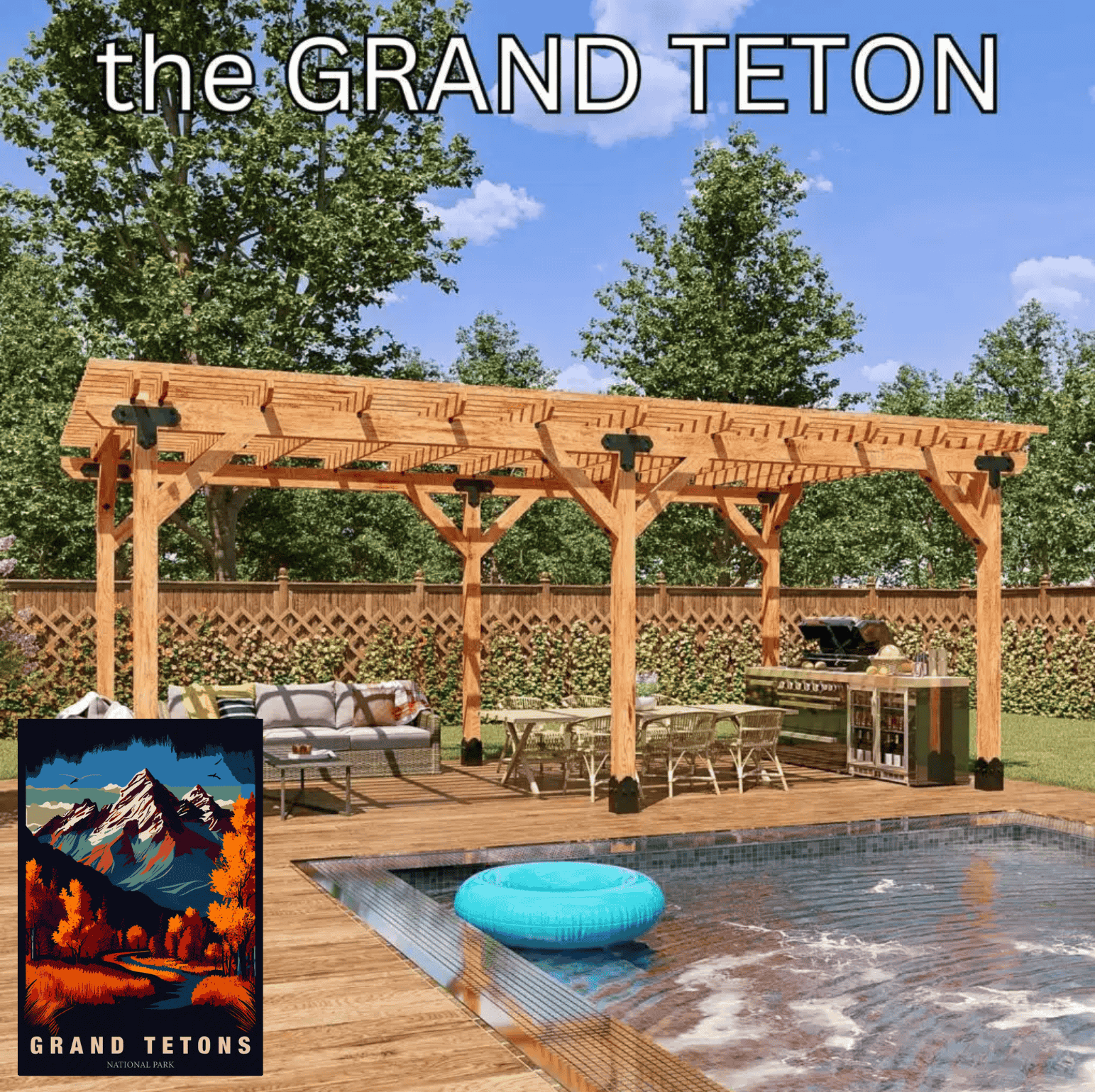 Grand Tenton Cedar Pergola - Sierra Log and Timber
